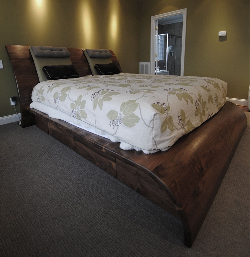custom black walnut platform bed – Lange Customs